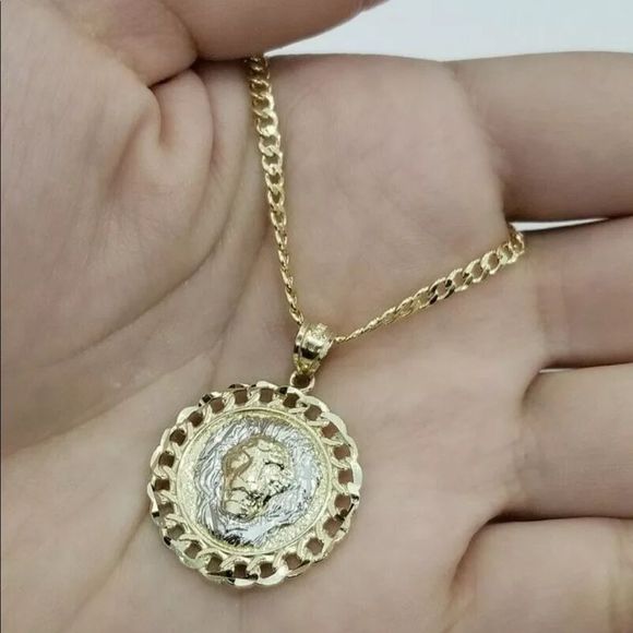 Accessories | Real1k Gold Lion Medallion Cuban Chain 20 | Poshmark